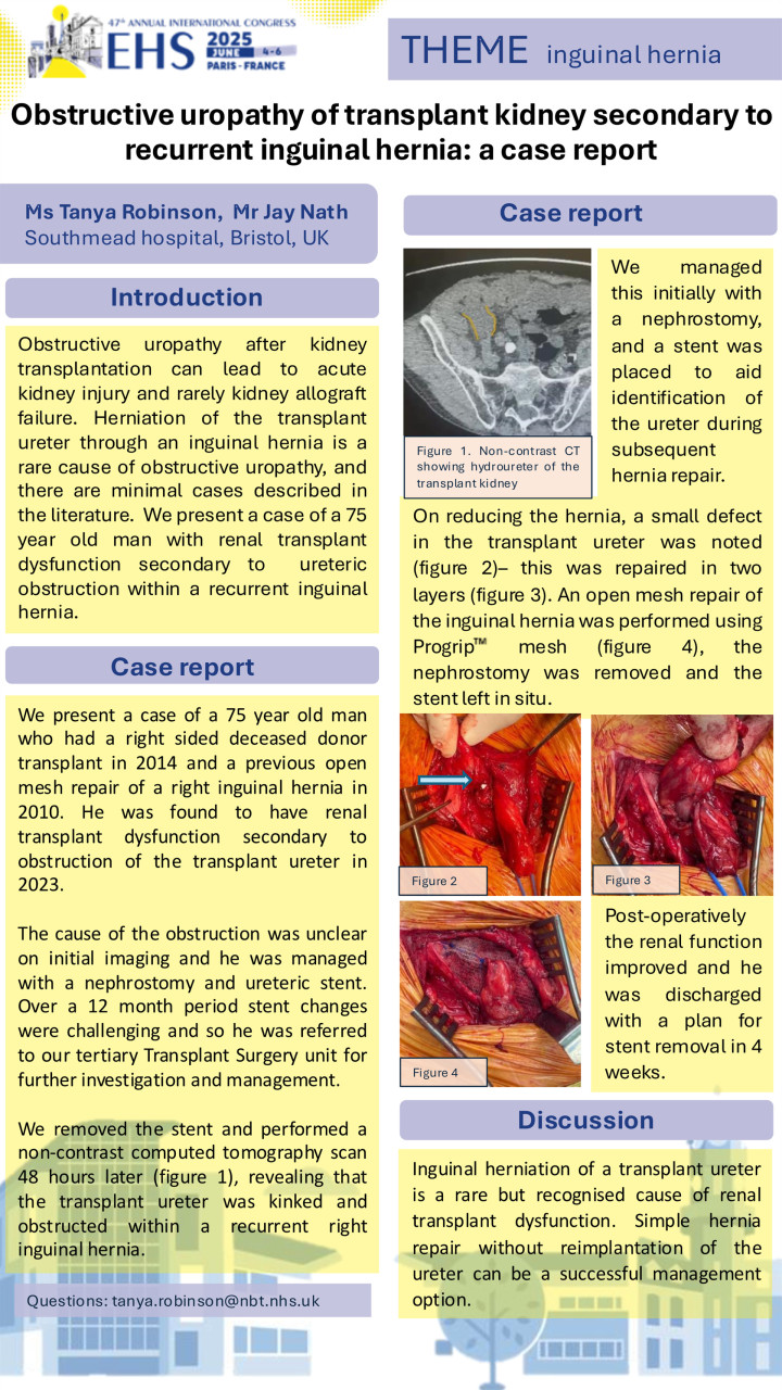 EHS 2025 - Obstructive uropathy of transplant kidney secondary to ...